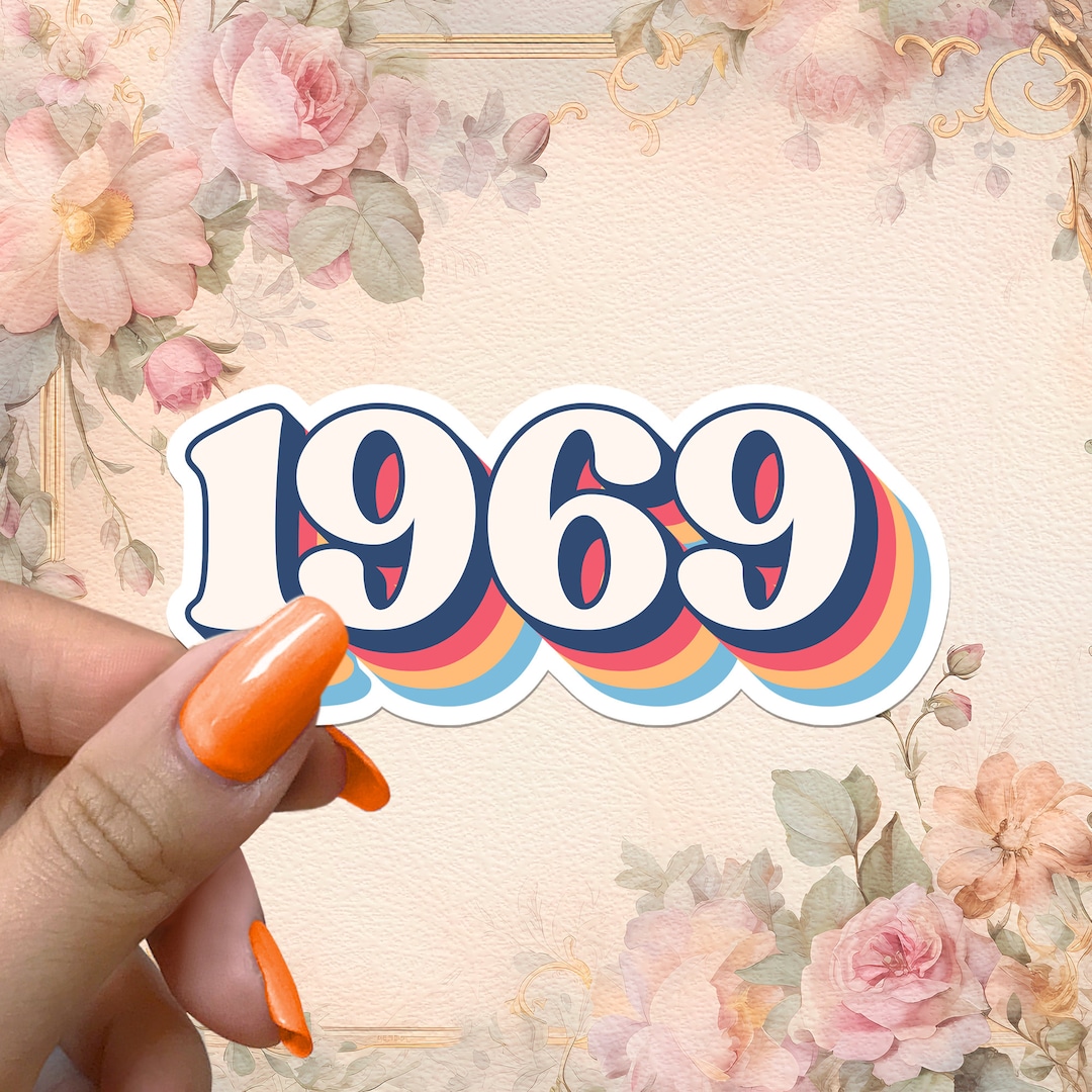 1969 Sticker Year Retro Vintage Groovy Hippie 69 Waterproof Vinyl ...