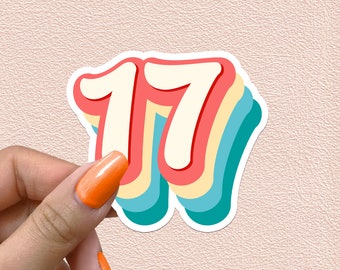 Number 99 Sticker Retro Rainbow Numbers 99th Birthday Decal Year Party ...