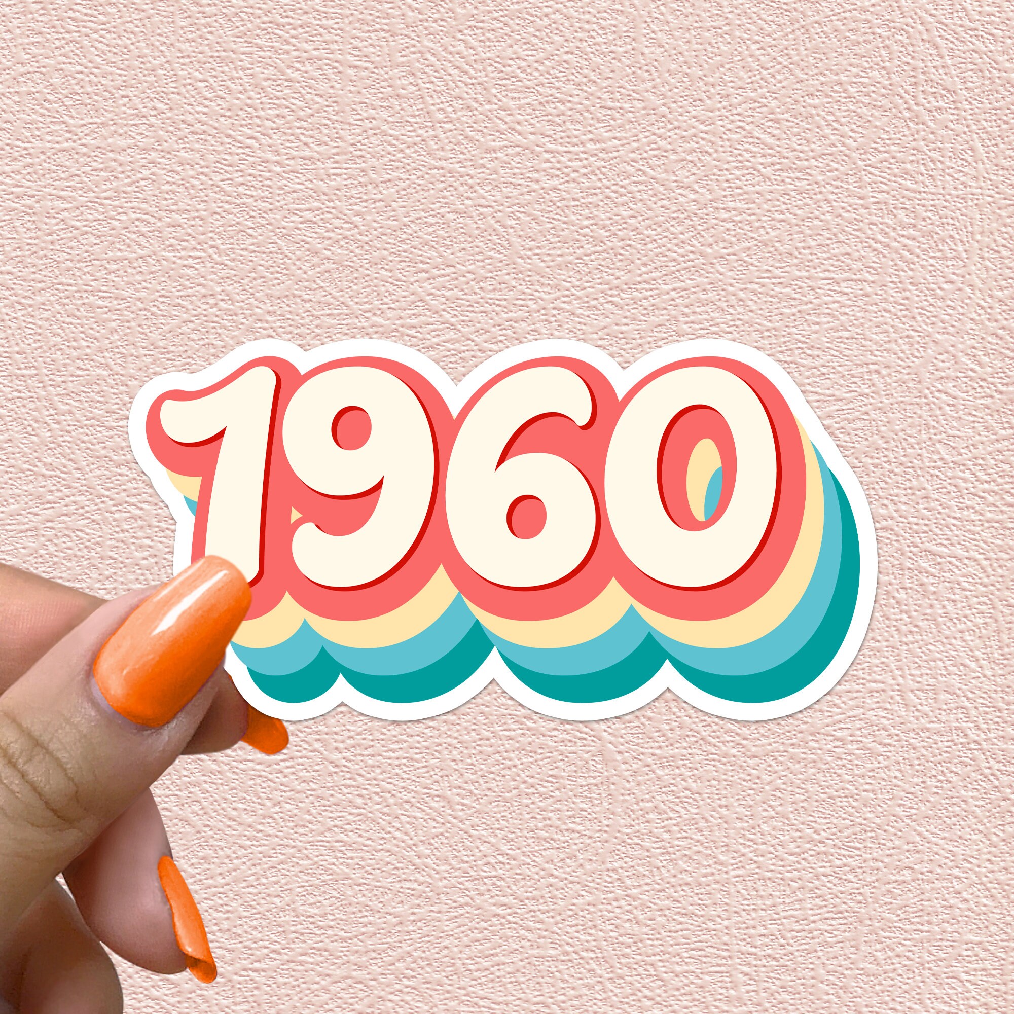 1960 Sticker Year Retro Vintage Groovy Hippie 60s Waterproof Vinyl ...