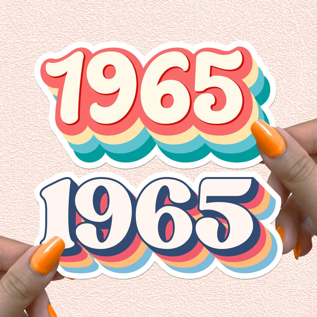 1965 Sticker Year Retro Vintage Groovy Hippie 65 Waterproof Vinyl ...