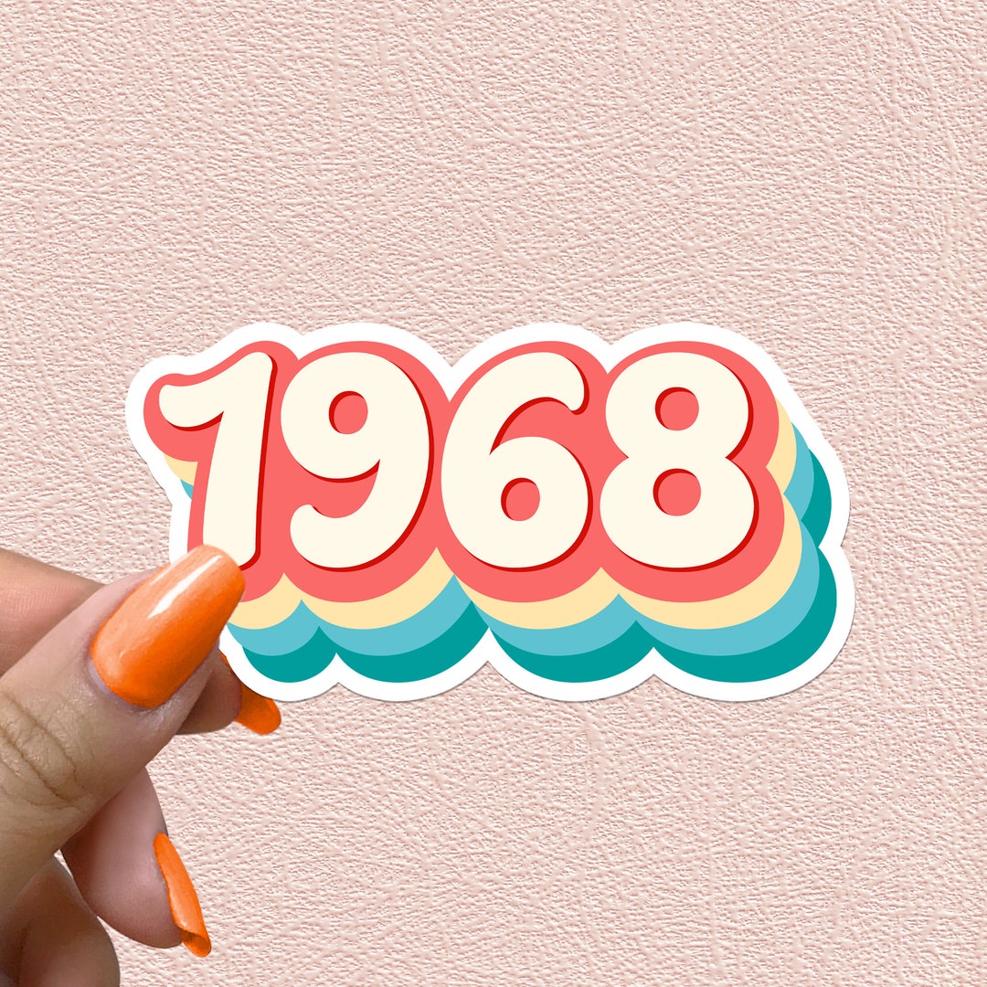 1968 Sticker Year Retro Vintage Groovy Hippie 68 Waterproof Vinyl ...