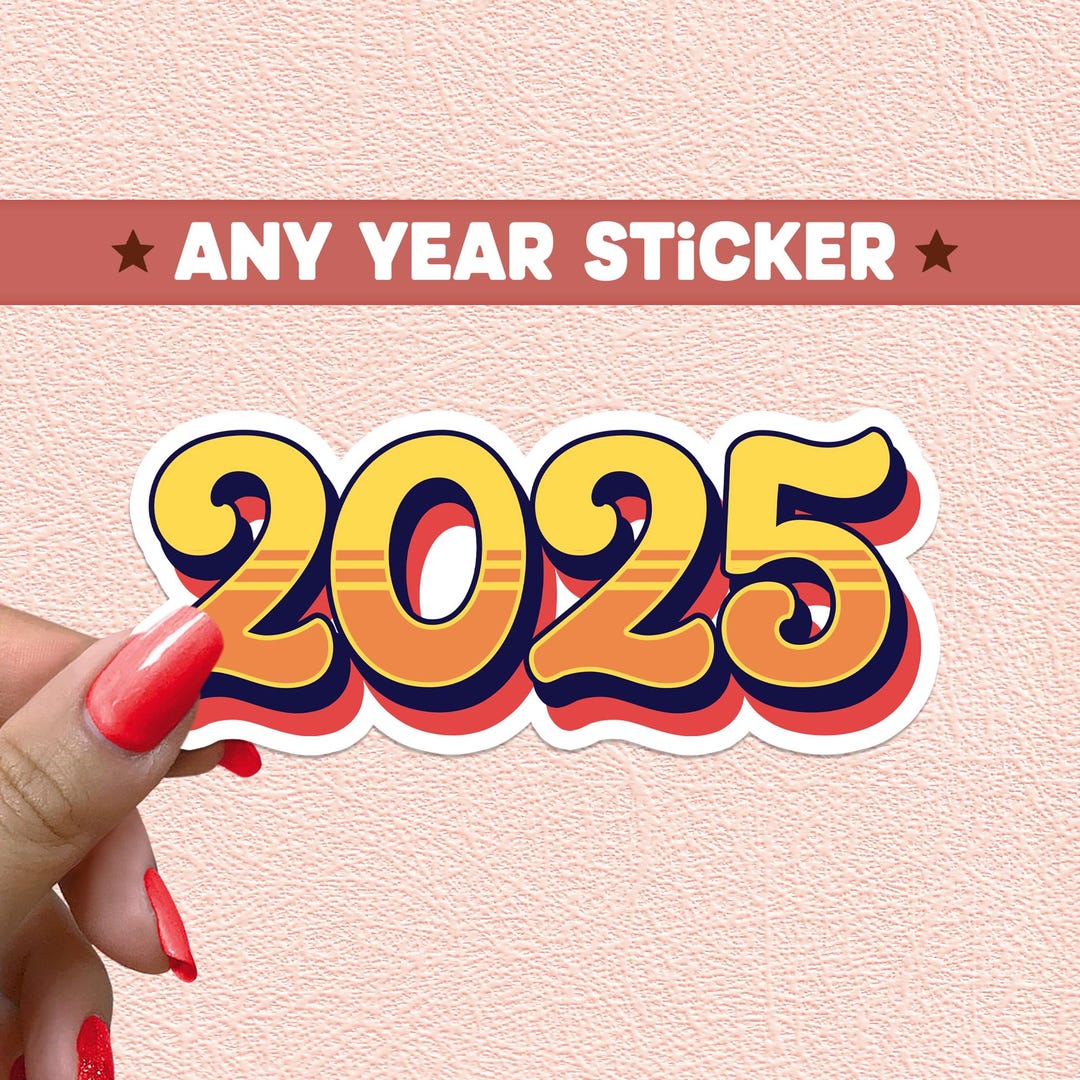 2025 Sticker Year Retro Vintage Yellow Waterproof Vinyl Stickers New ...