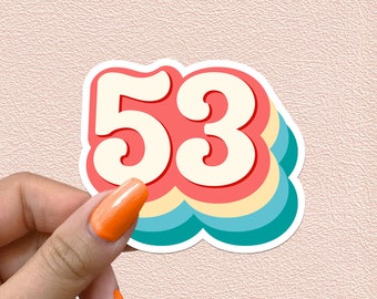 Number 70 Sticker Retro Rainbow Numbers 70th Birthday Decal Year Party ...