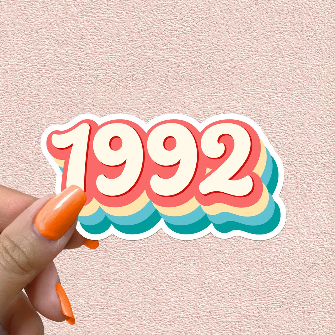 1992 Sticker Year Retro Vintage Groovy Hippie 92 Waterproof Vinyl ...