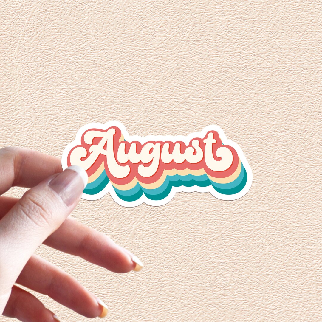 August Sticker Month Retro Rainbow Decal Waterproof Vinyl Stickers - Etsy
