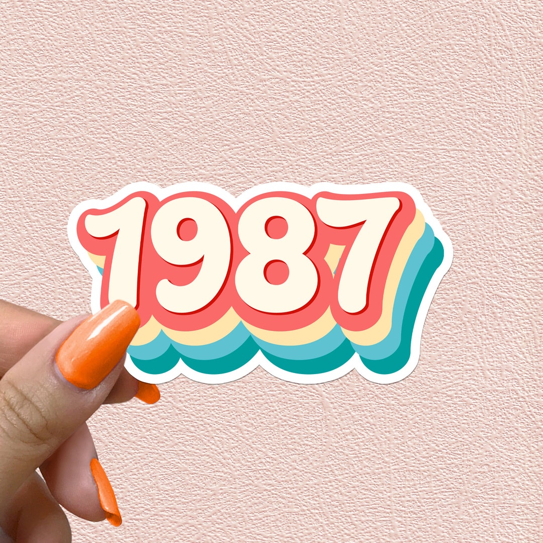 1987 Sticker Year Retro Vintage Groovy Hippie 87 Waterproof Vinyl ...