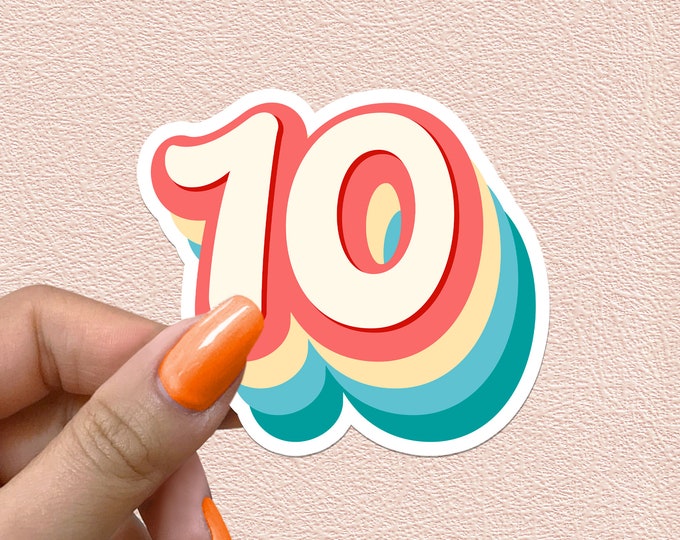 Number 4 Sticker Retro Rainbow Numbers 4th Birthday Decal Four Year ...