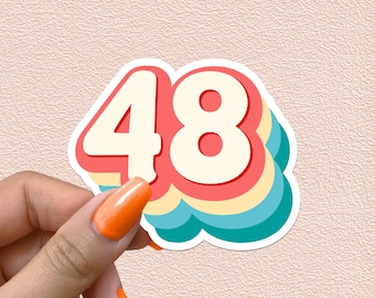 Number 99 Sticker Retro Rainbow Numbers 99th Birthday Decal Year Party ...