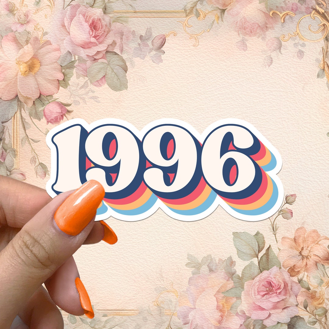 1996 Sticker Year Retro Vintage Groovy Hippie 96 Waterproof Vinyl ...