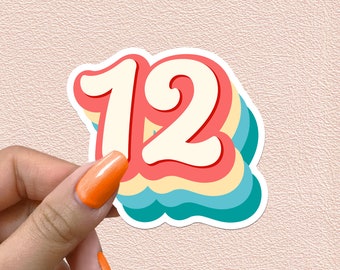Number 25 Sticker Retro Rainbow Numbers 25th Birthday Decal Year Party ...