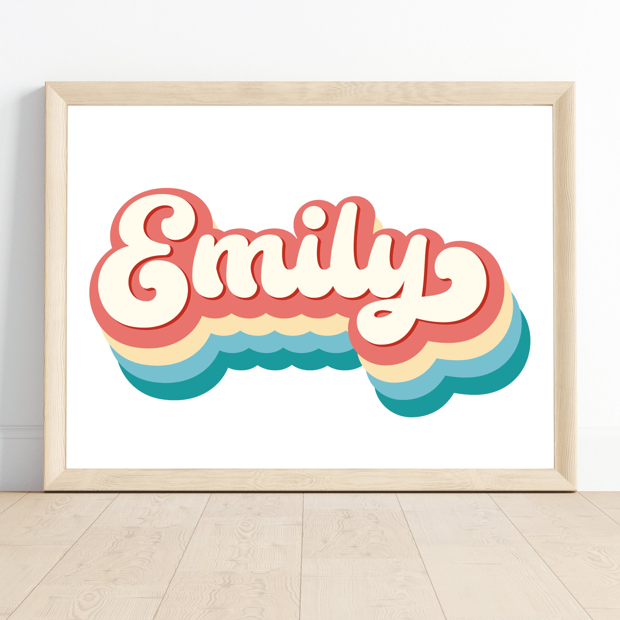 Custom Name Poster, Unframed Wall Art, Personalized Text Print, Retro ...