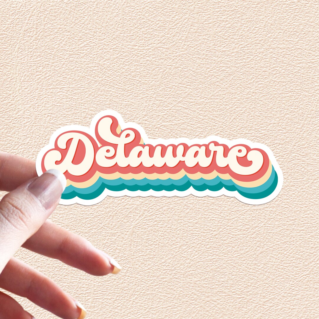 Delaware Sticker Retro Rainbow State Decal United States Waterproof ...