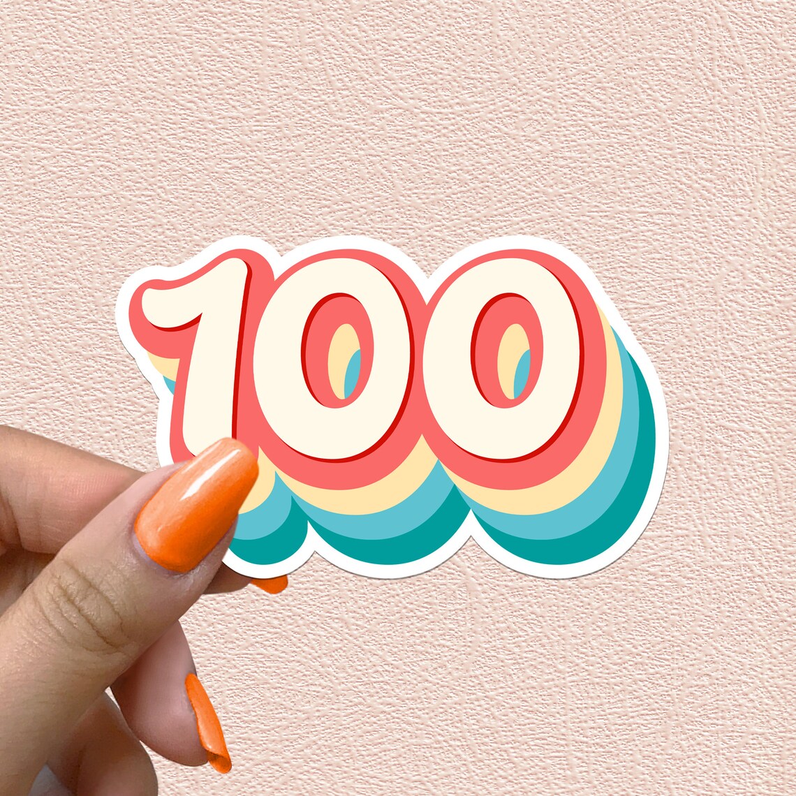 Number 100 Sticker Retro Rainbow Numbers 100th Birthday Decal Year ...