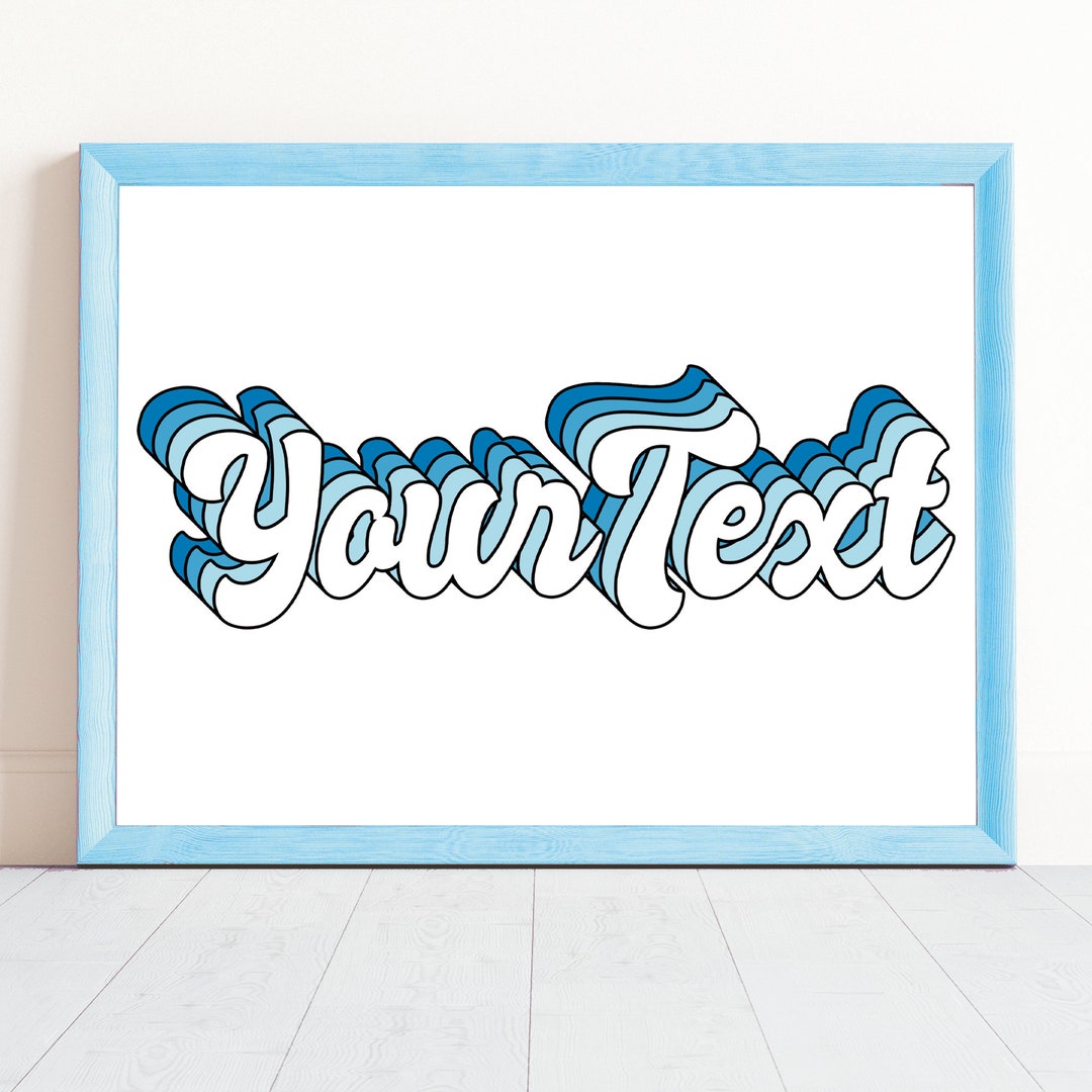 Blue Custom Name Poster, Unframed Wall Art, Personalized Text Print ...