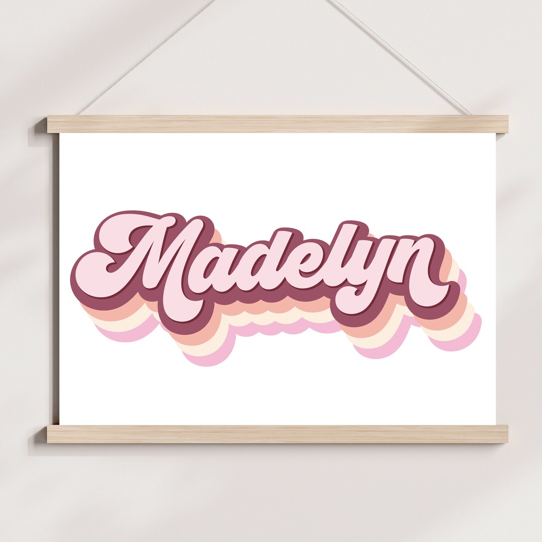 Custom Name Poster, Unframed Wall Art, Personalized Text Print, Retro ...