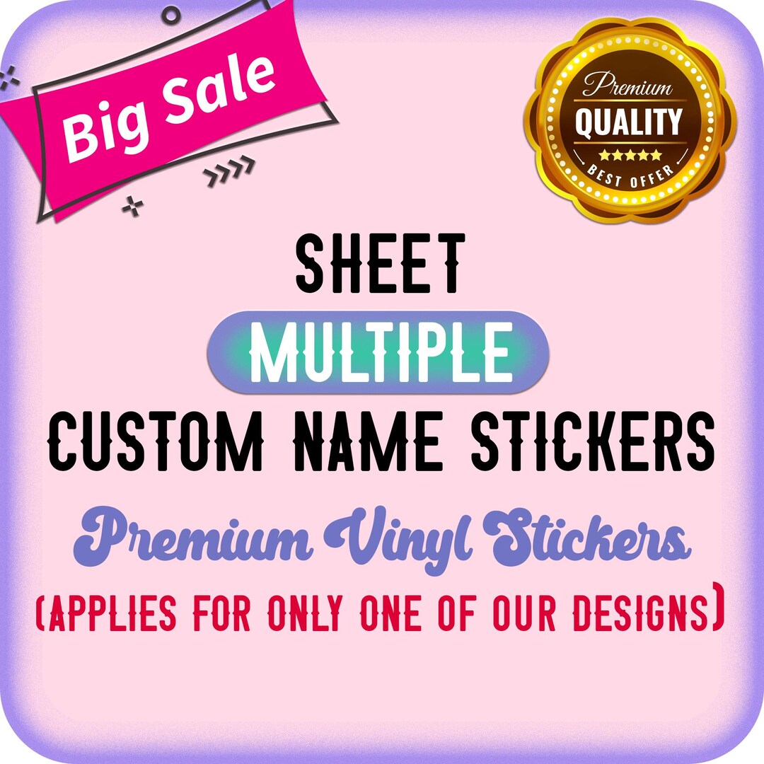 Custom Stickers Multiple Names Sheet Premium Waterproof Vinyl Matte ...
