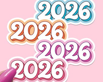 2026 Sticker Year Waterproof Decal 26 Pink Retro Journal Planner ...