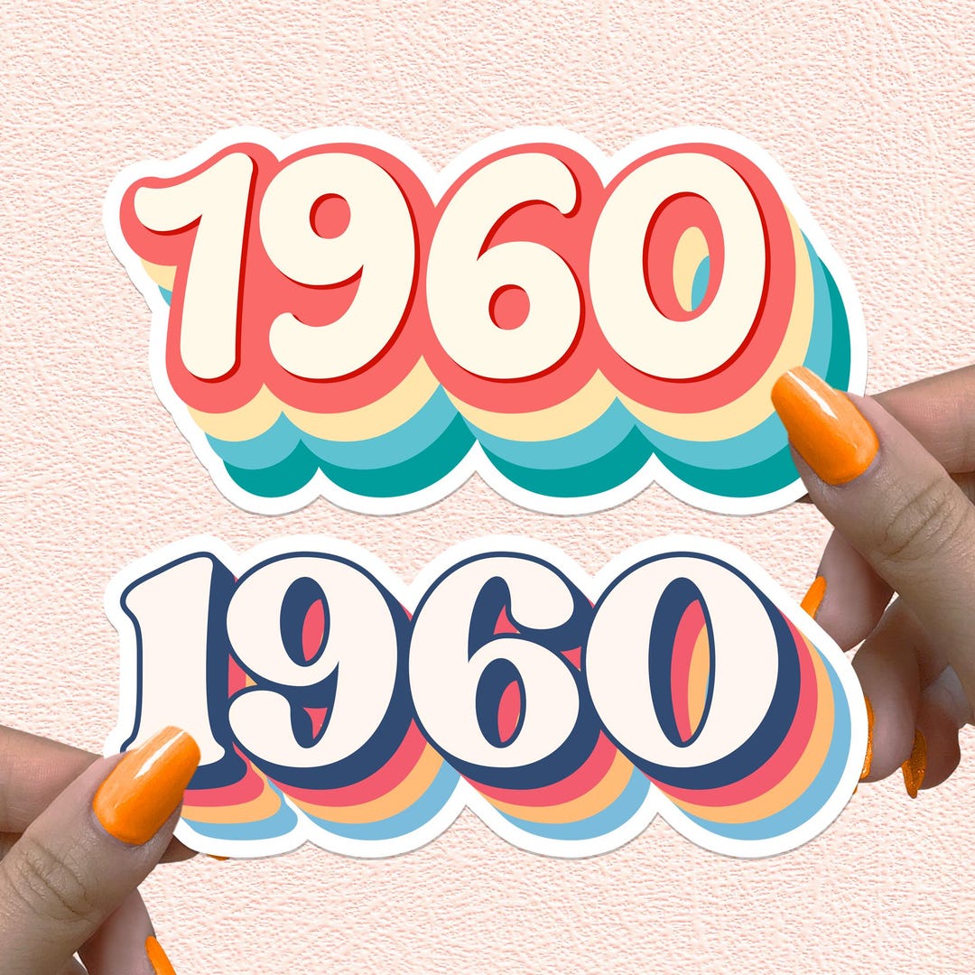 1960 Sticker Year Retro Vintage Groovy Hippie 60s Waterproof Vinyl ...