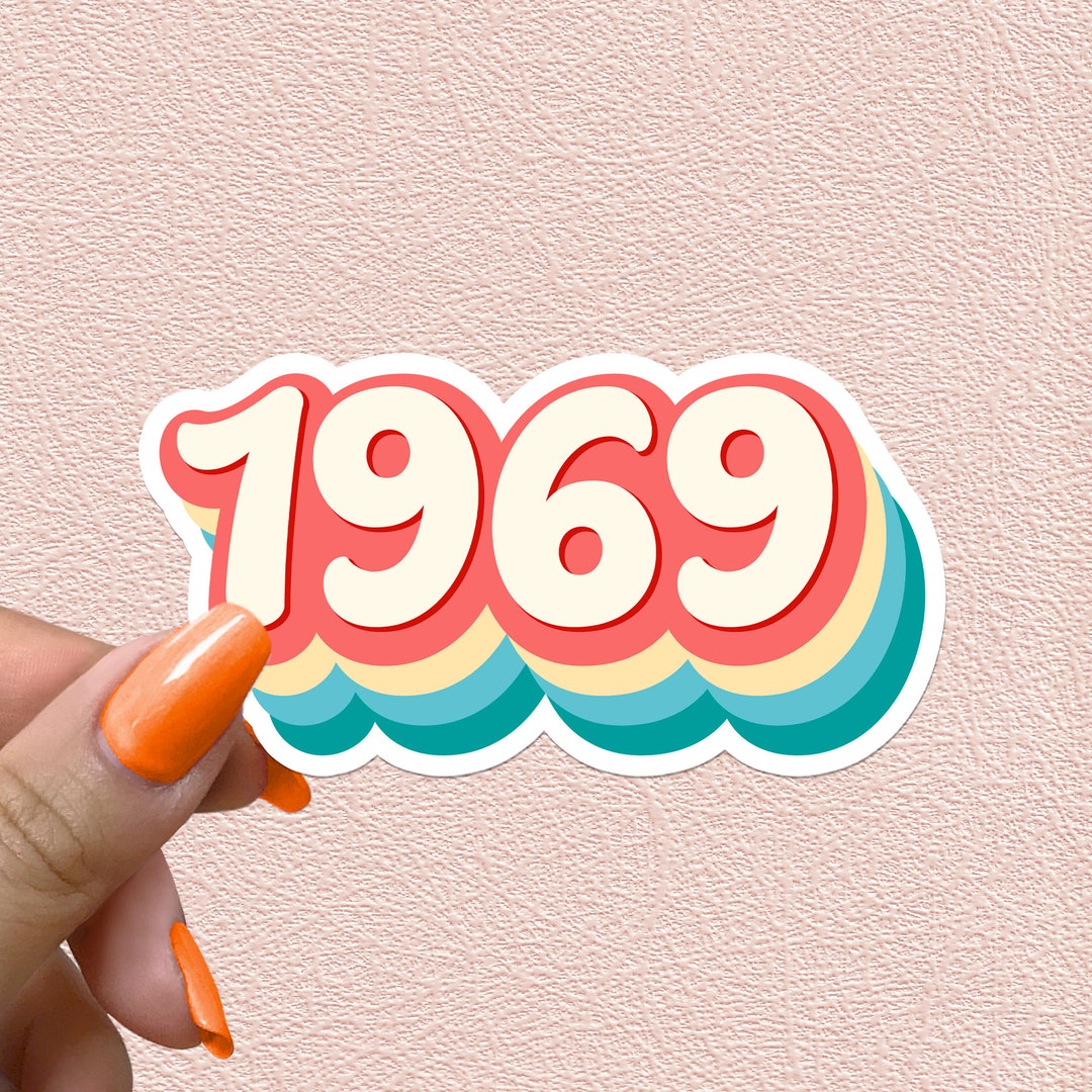 1969 Sticker Year Retro Vintage Groovy Hippie 69 Waterproof Vinyl ...
