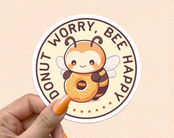 Bee Happy Sticker, Cute Bee Sticker, Spring Bee Sticker, Motivational ...
