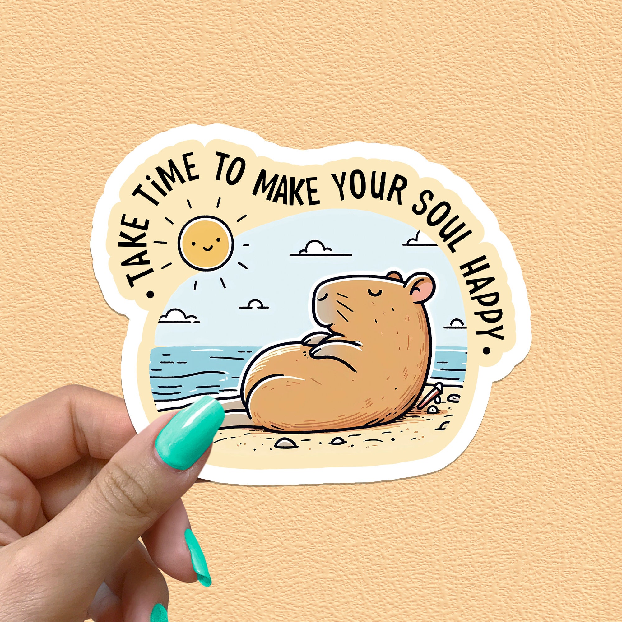 Happy Quote Sticker Funny Beach Happiness Vacation Vacay Sea Motivation ...