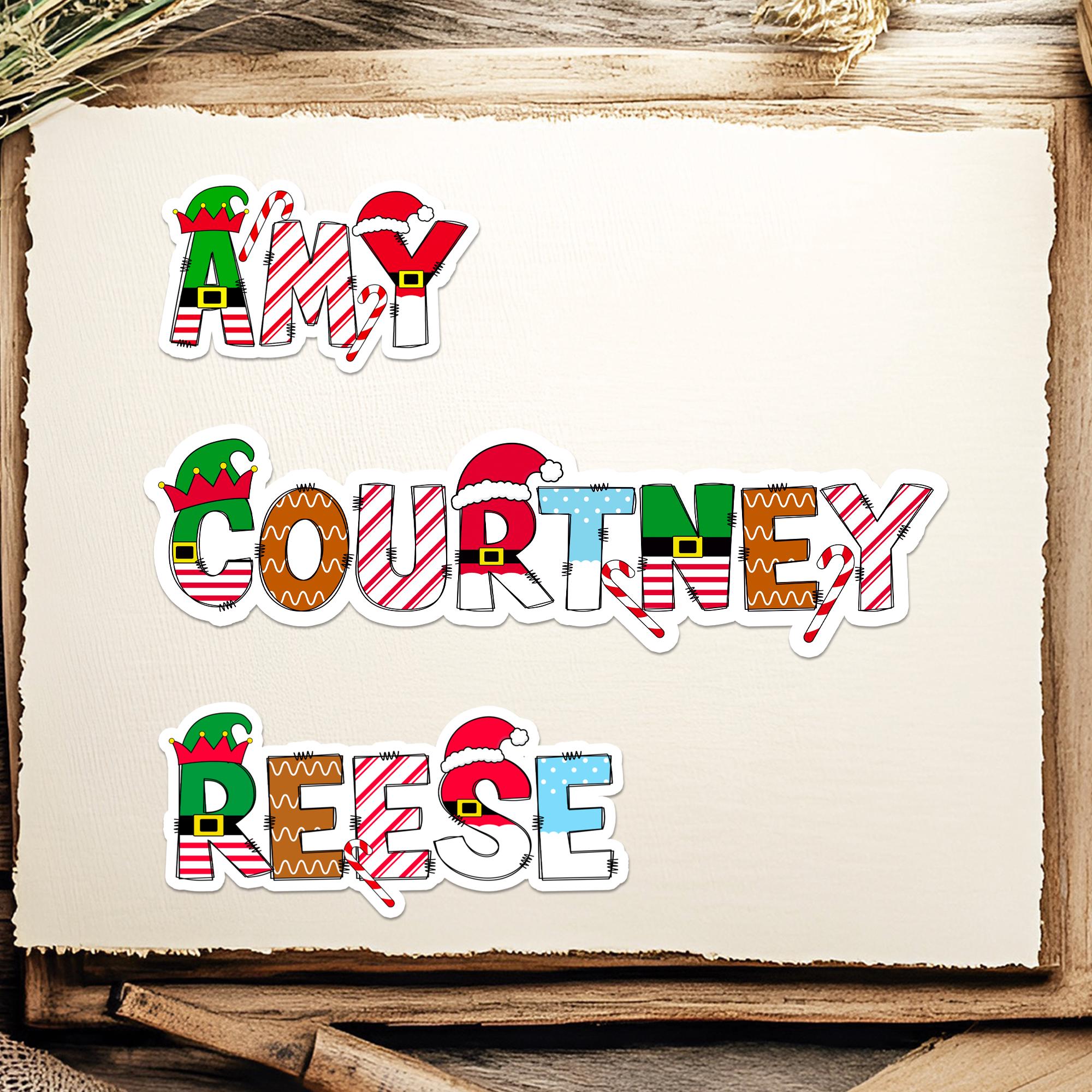 Christmas Sticker Custom Name Personalized Holiday Gifts Santa Decal ...