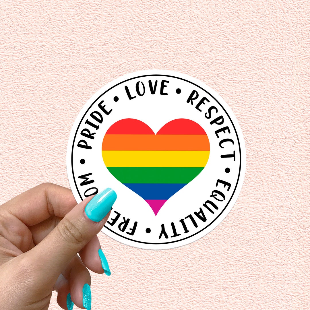 Pride Sticker Rainbow Heart Love Empathy Respect Inclusion Freedom ...