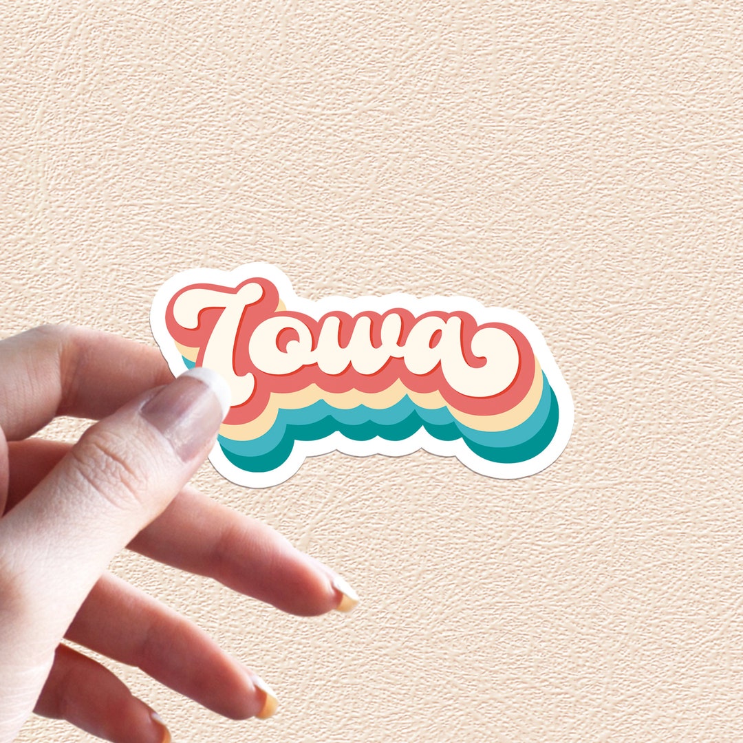Iowa Sticker Retro Rainbow State Decal United States Waterproof Vinyl ...