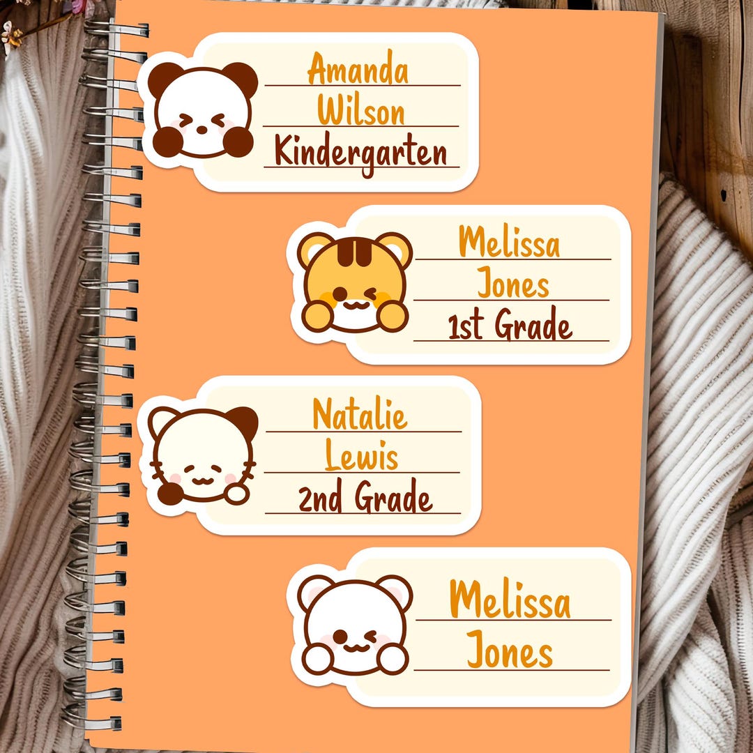 Custom Name Sticker Label School Kindergarten First Grade Second Grade ...