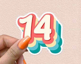 Number 25 Sticker Retro Rainbow Numbers 25th Birthday Decal Year Party ...