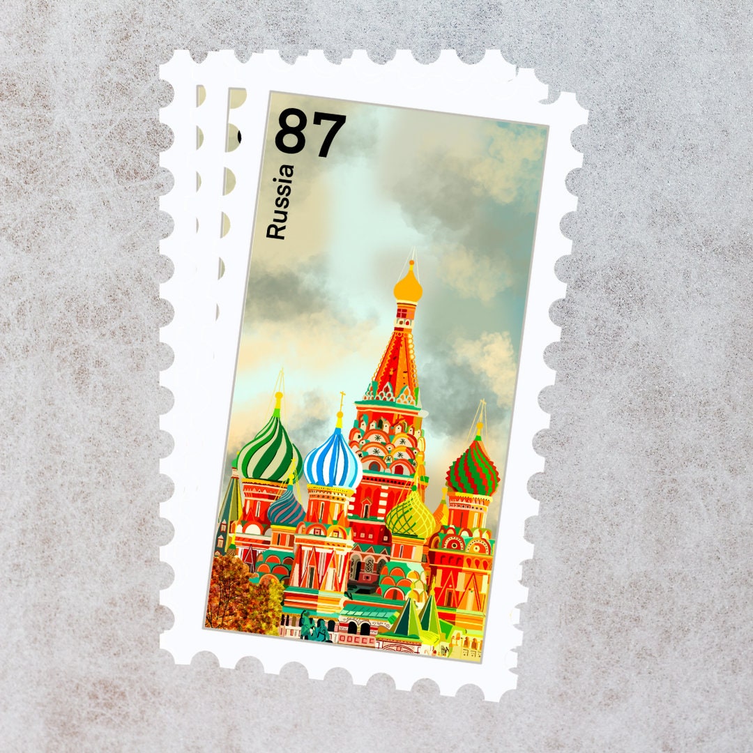 Russia Travel Stamp Sticker St. Basil Cathedral Moscow Destination ...