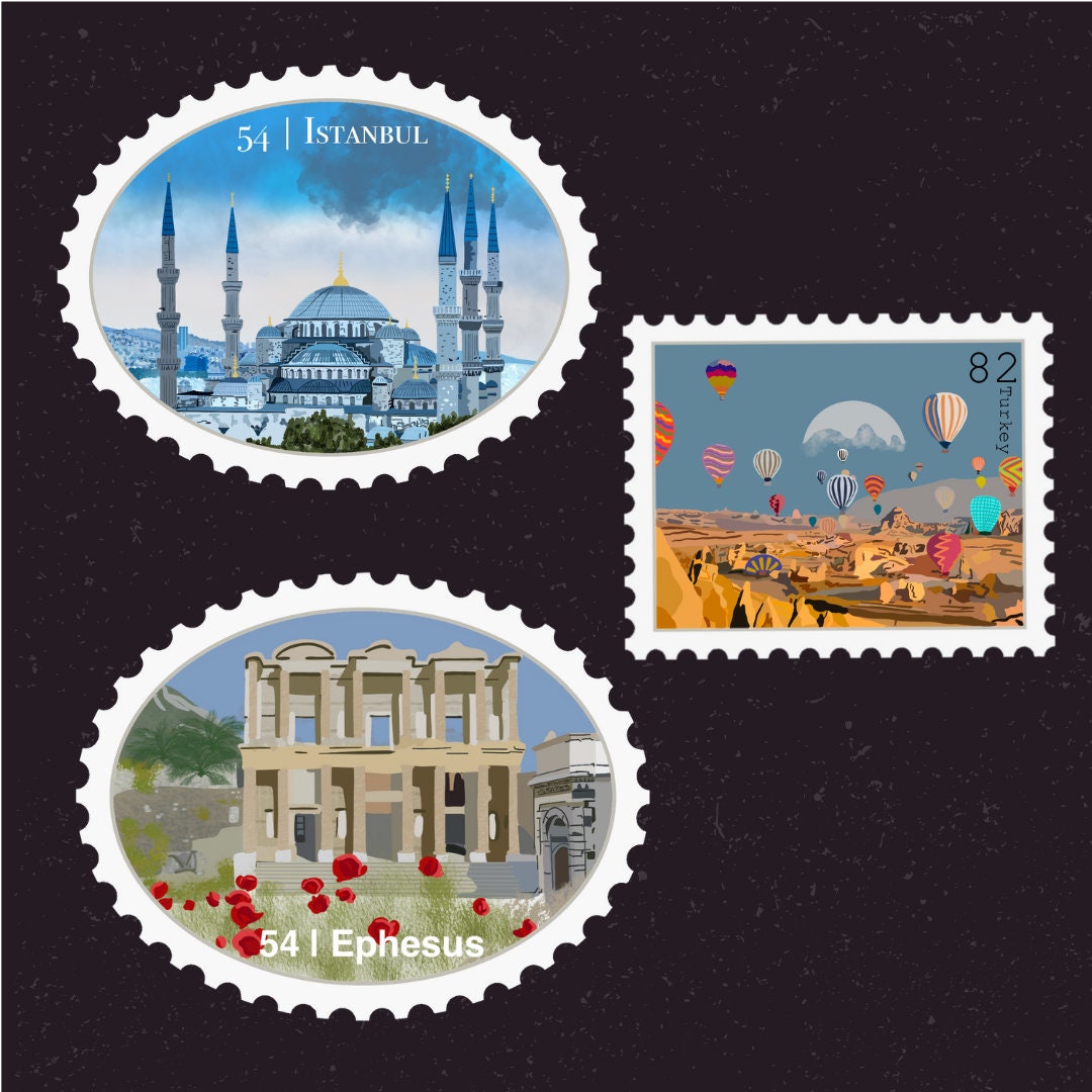 Turkey Travel Stamp Sticker | Istanbul, Hagia Sophia, Blue Mosque ...