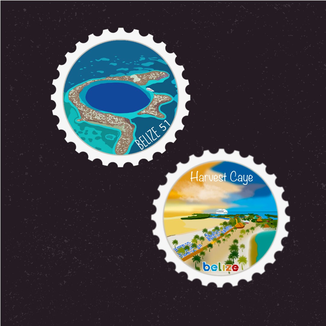 Belize Travel Stamp Sticker | Central America, Barrier Reef, Belmopan ...