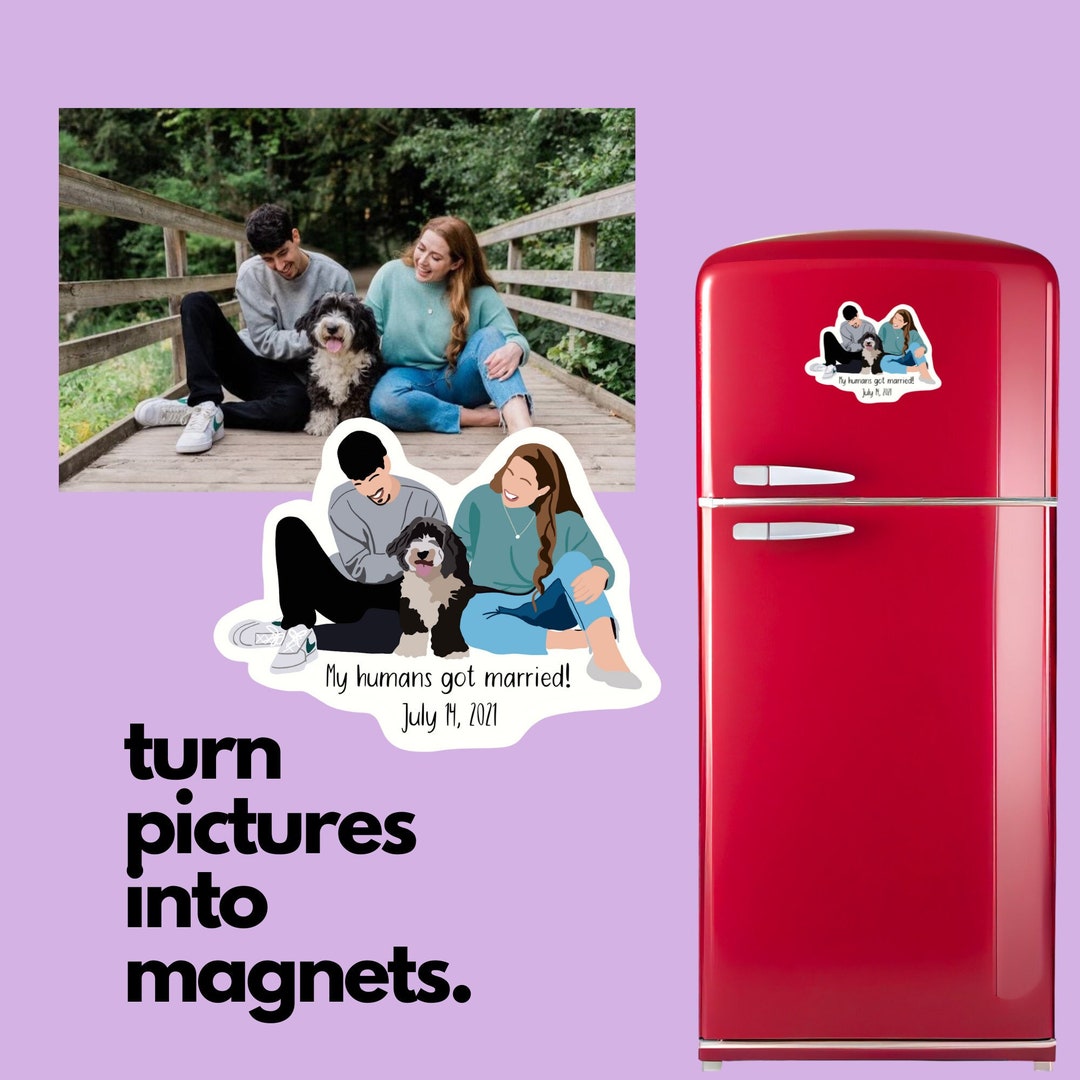 Personalized Fridge Magnets | Custom Drawing Portrait Magnet | Photo ...