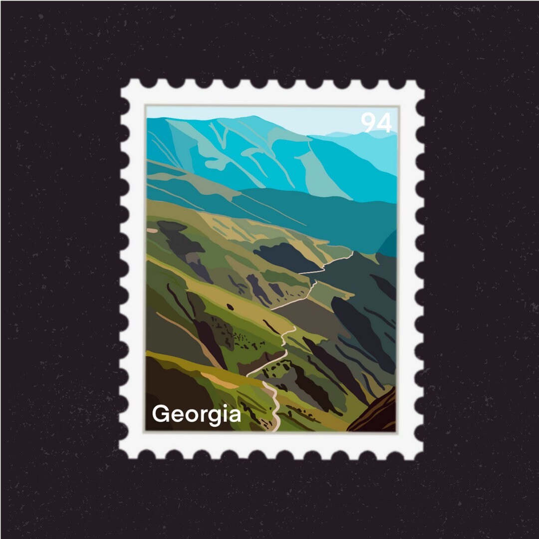 Georgia Travel Stamp Sticker | Tbilisi, Caucasus Mountain, Black Sea ...