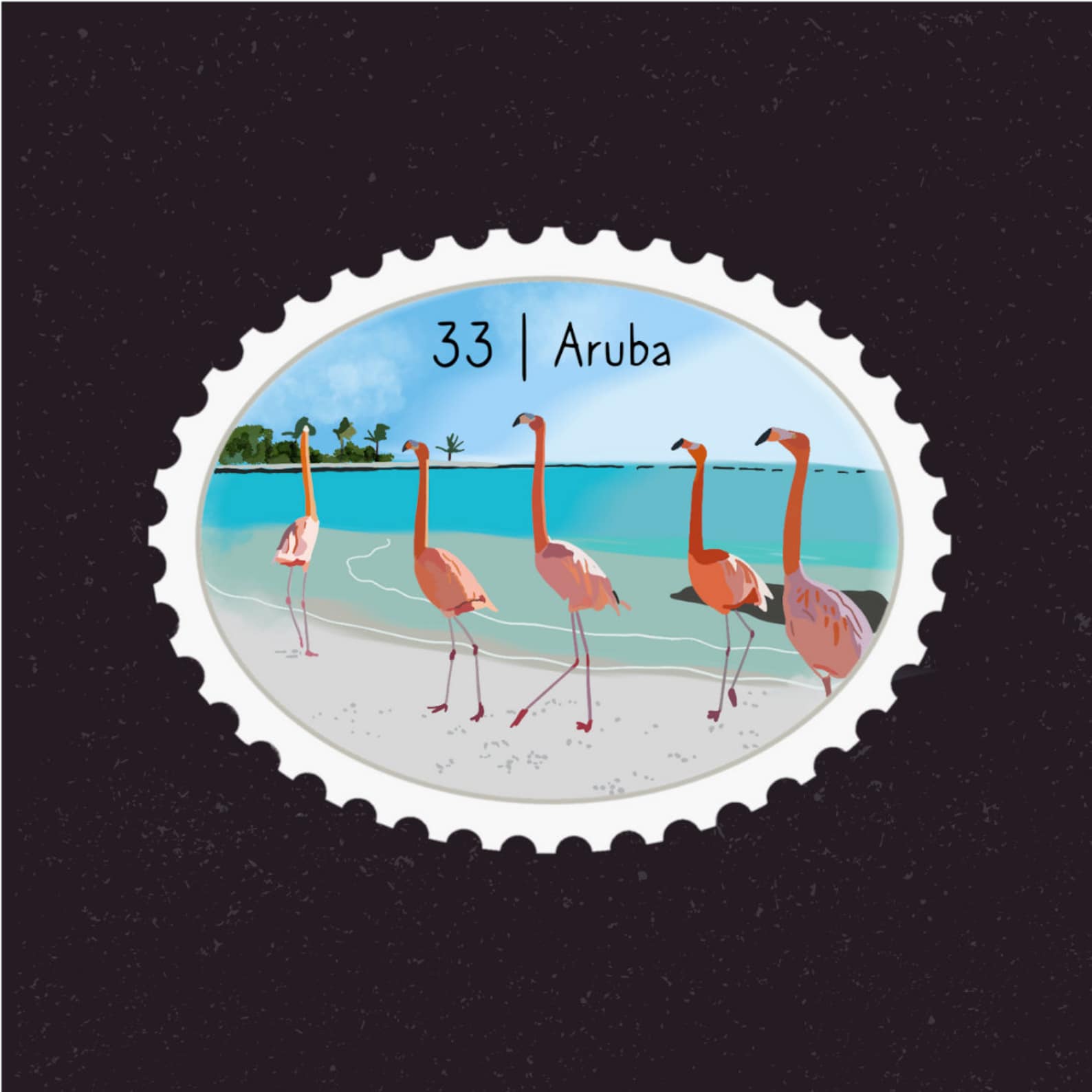 Aruba Travel Stamp Sticker Caribbean Flamingos Island - Etsy
