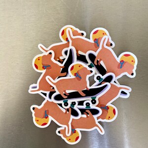 Dog on a Skateboard | Dachshund Sticker | Dog Sticker | Skateboard ...