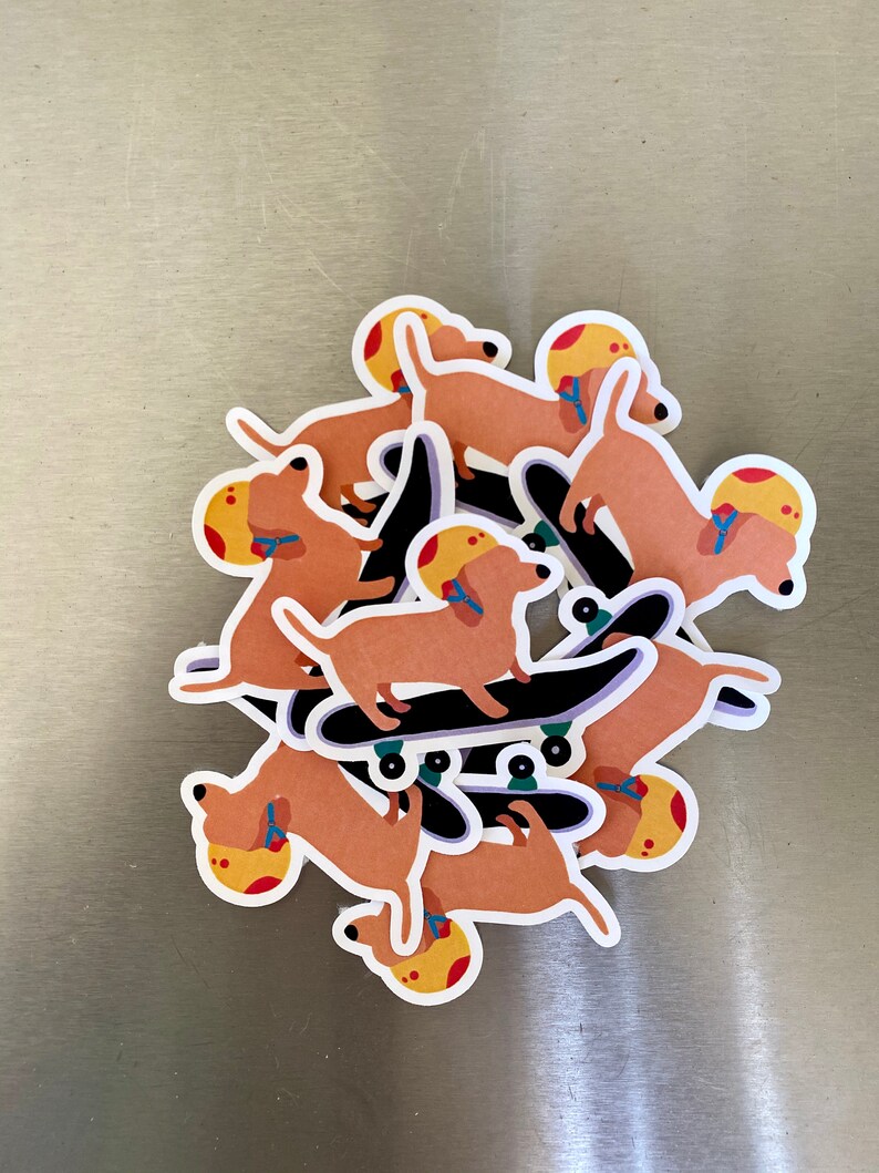 Dog on a Skateboard | Dachshund Sticker | Dog Sticker | Skateboard ...
