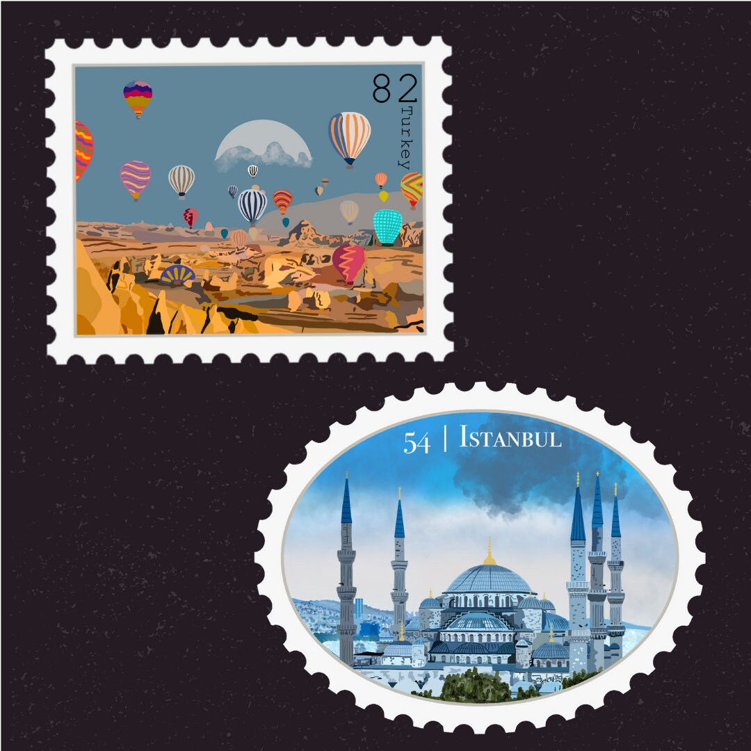 Turkey Travel Stamp Sticker Istanbul Hagia Sophia Blue | Etsy