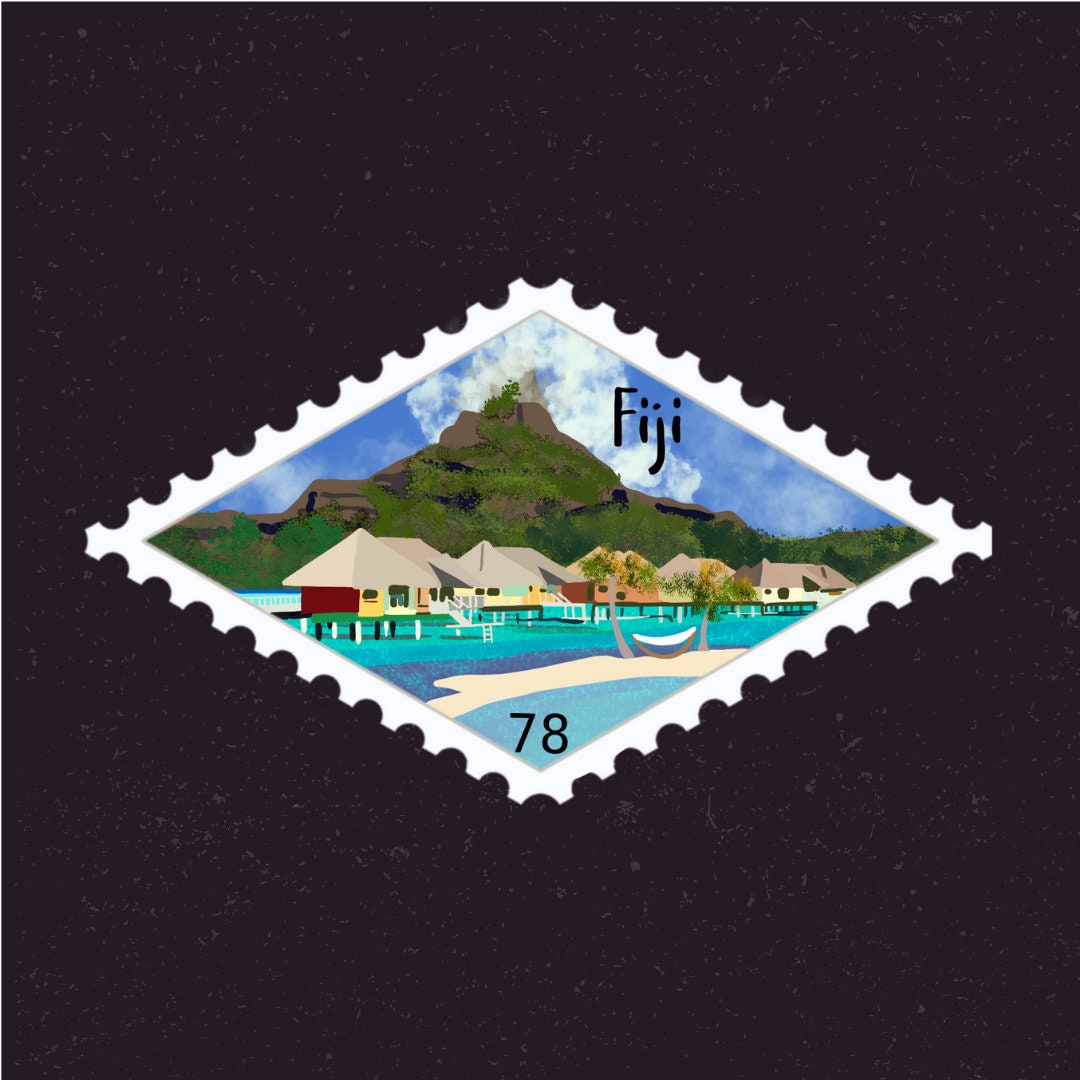 Fiji Travel Stamp Sticker | Suva, Yasawa Group, Tavarua, Mamanuca ...