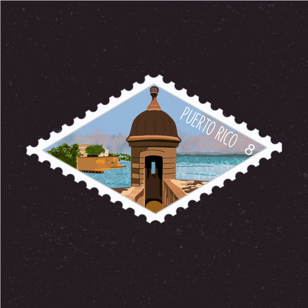 Puerto Rico Travel Stamp Sticker | Old San Juan, Castillo San Cristobal ...
