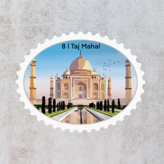 Taj Mahal Travel Stamp Sticker India World Heritage Site | Etsy