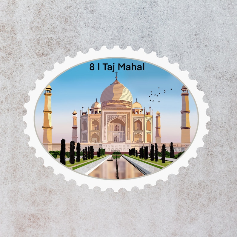 Taj Mahal Travel Stamp Sticker India World Heritage Site - Etsy