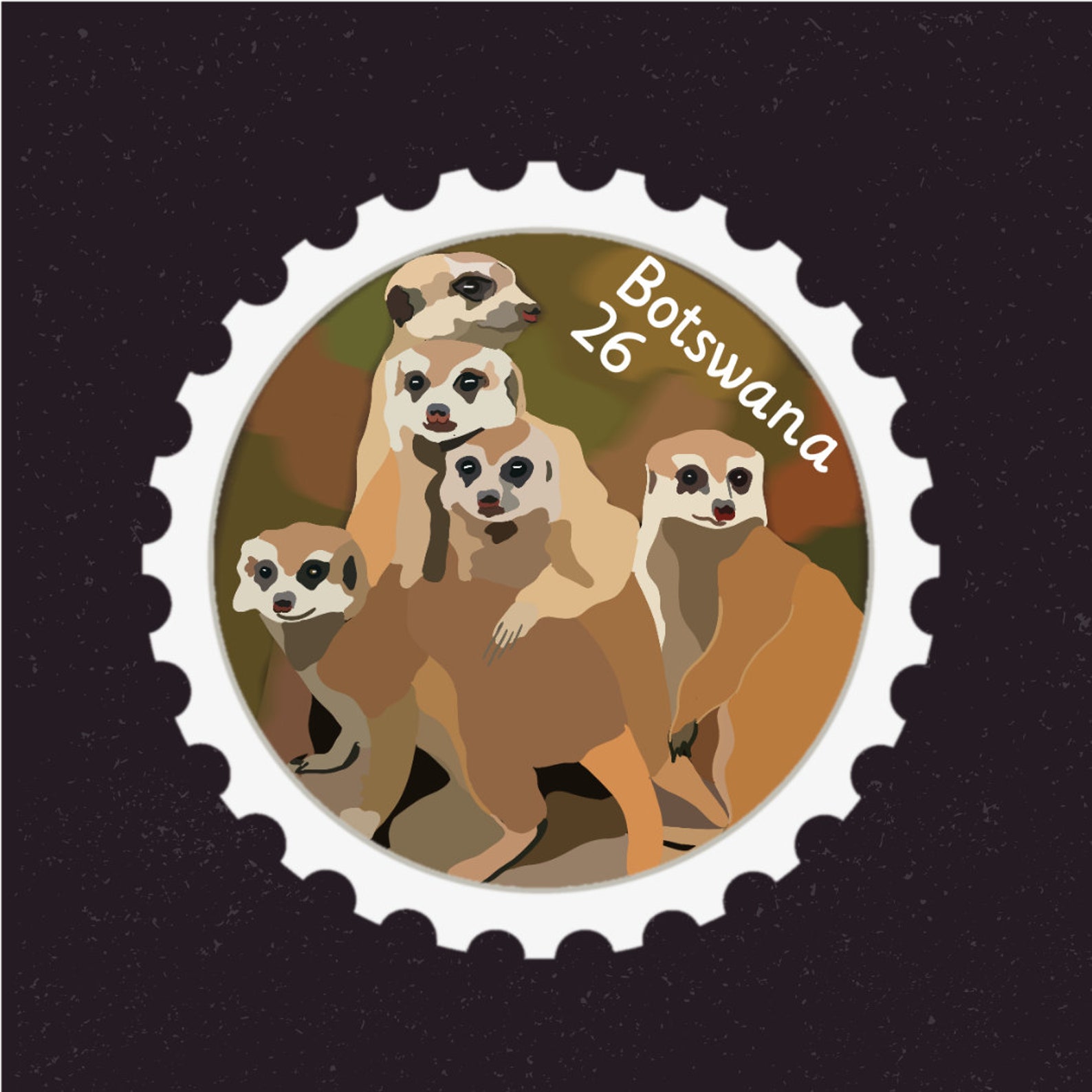 Botswana Travel Stamp Sticker South Africa Meerkats | Etsy