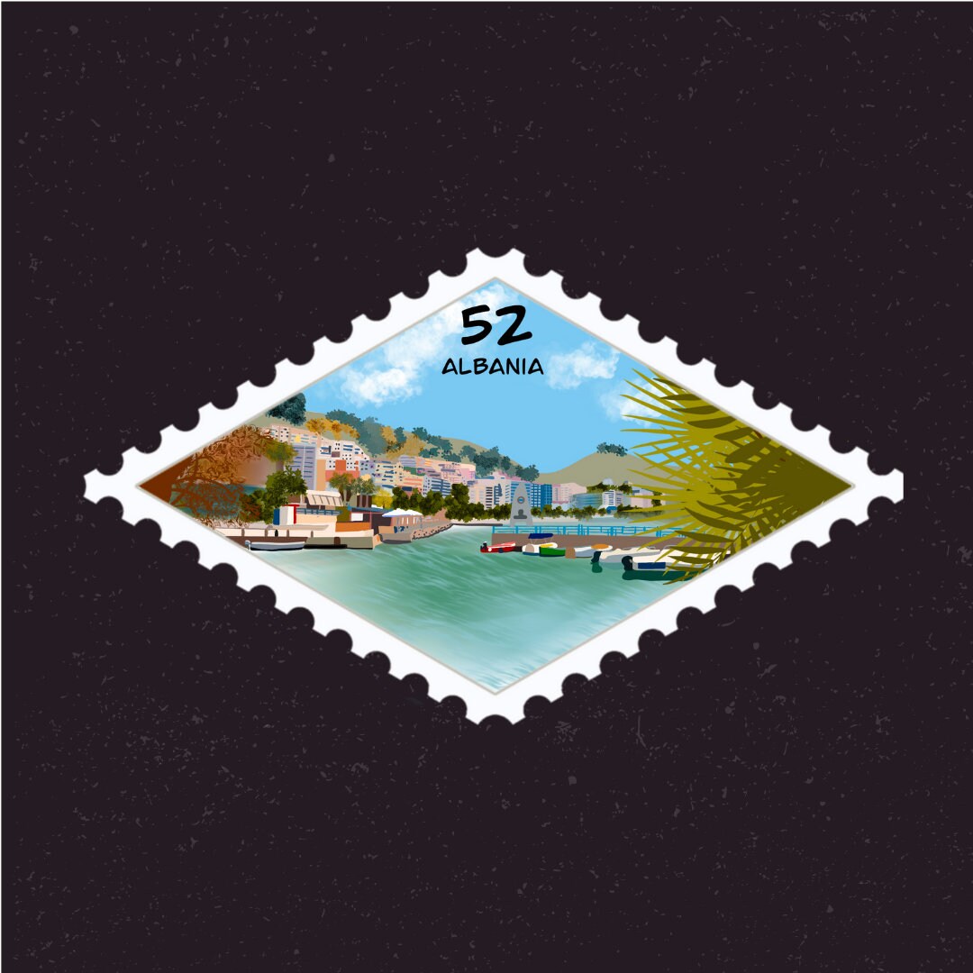 Albania Travel Stamp Sticker | Balkans, Gjipe Beach, Ksamil Islands ...