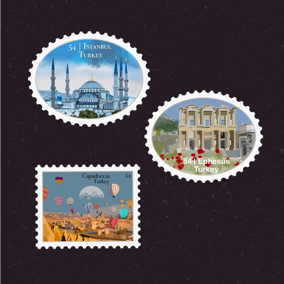 Turkey Travel Stamp Sticker | Istanbul, Hagia Sophia, Blue Mosque ...
