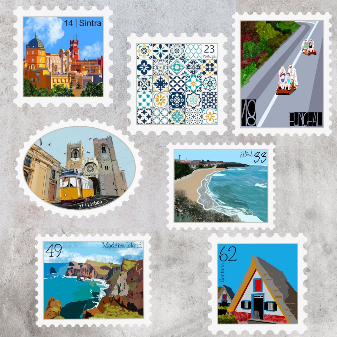 Portugal Travel Stamp Sticker | Lisbon, Sintra, Madeira Island ...