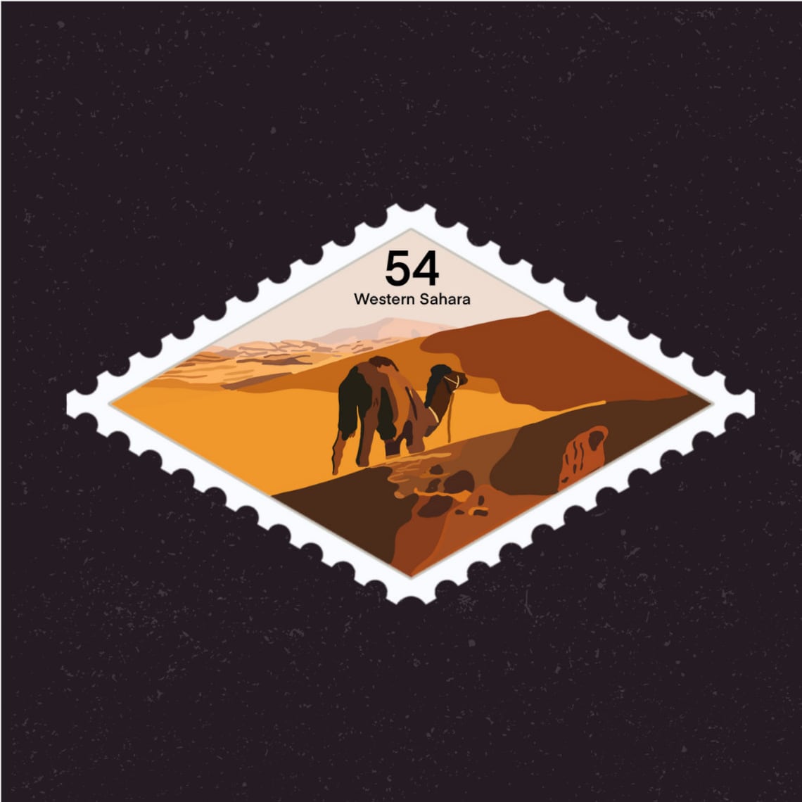 Western Sahara Travel Stamp Sticker Morocco Camel Desert - Etsy