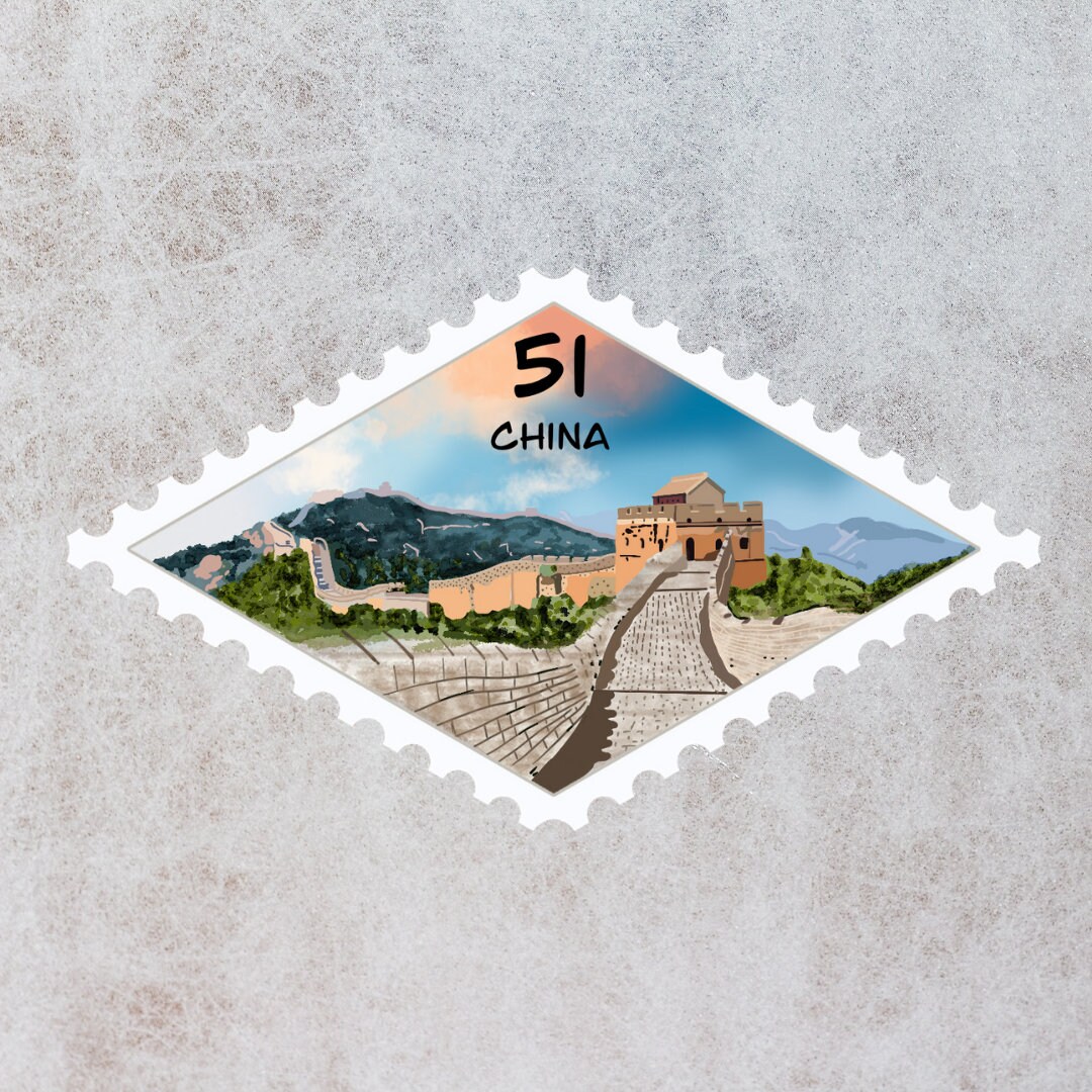 China Travel Stamp Sticker | Great Wall of China, Wonder of the World ...