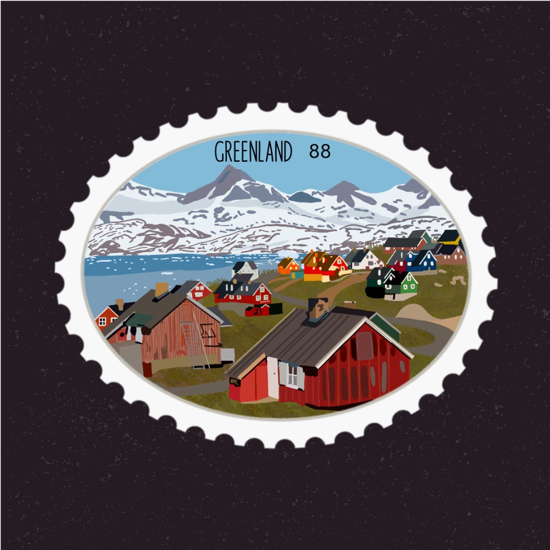 Greenland Travel Stamp Sticker | Nuuk, Northeast Greenland National ...